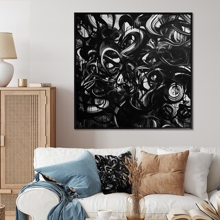 Designart "Black And Graffiti Of Marble Ii" Abstract Marble Framed Wall Art Prints - Bed Bath ...